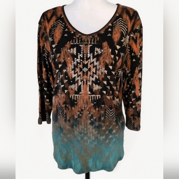 Cactus Bay | Tops | Cactus Bay Southwestern Studded Aztec Copper ...